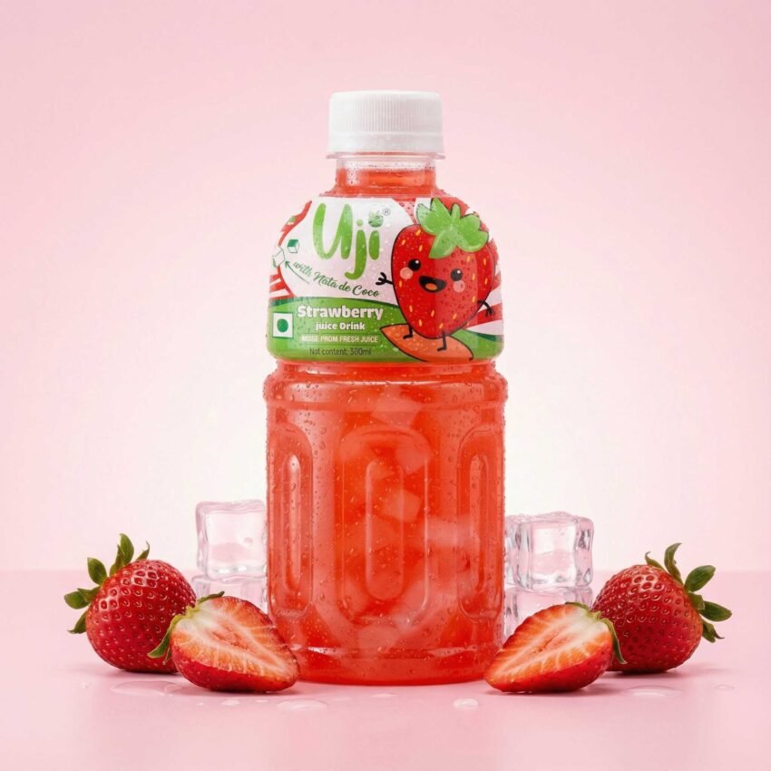 Strawberry juice with Nata De Coco – Uji Foods